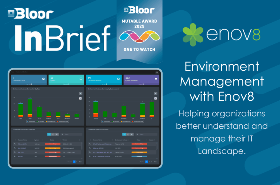 Bloor Recognizes Enov8 as a Leader in IT Environment Management Innovation